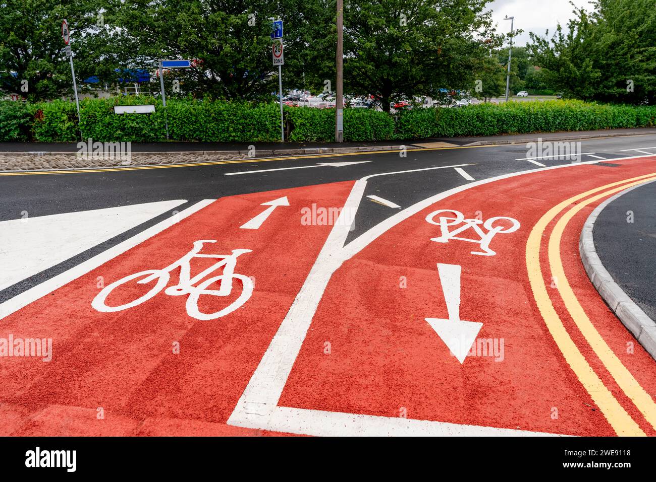 New cycling path made of red asphalt as part of 10 minutes city ...