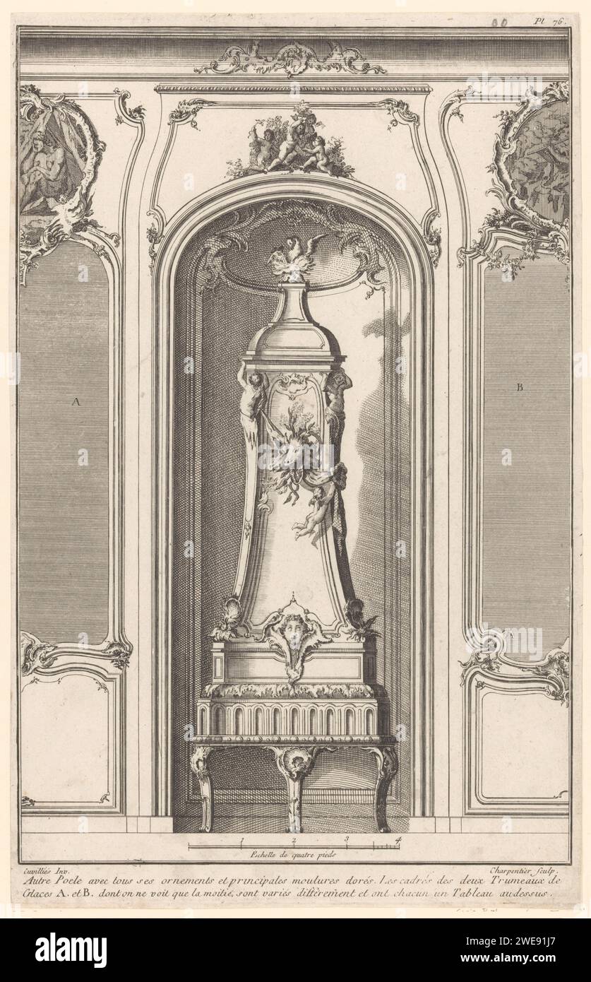Kachel in Nis, carpenter, After François de Cuvilliés (Sr.), in gold ...