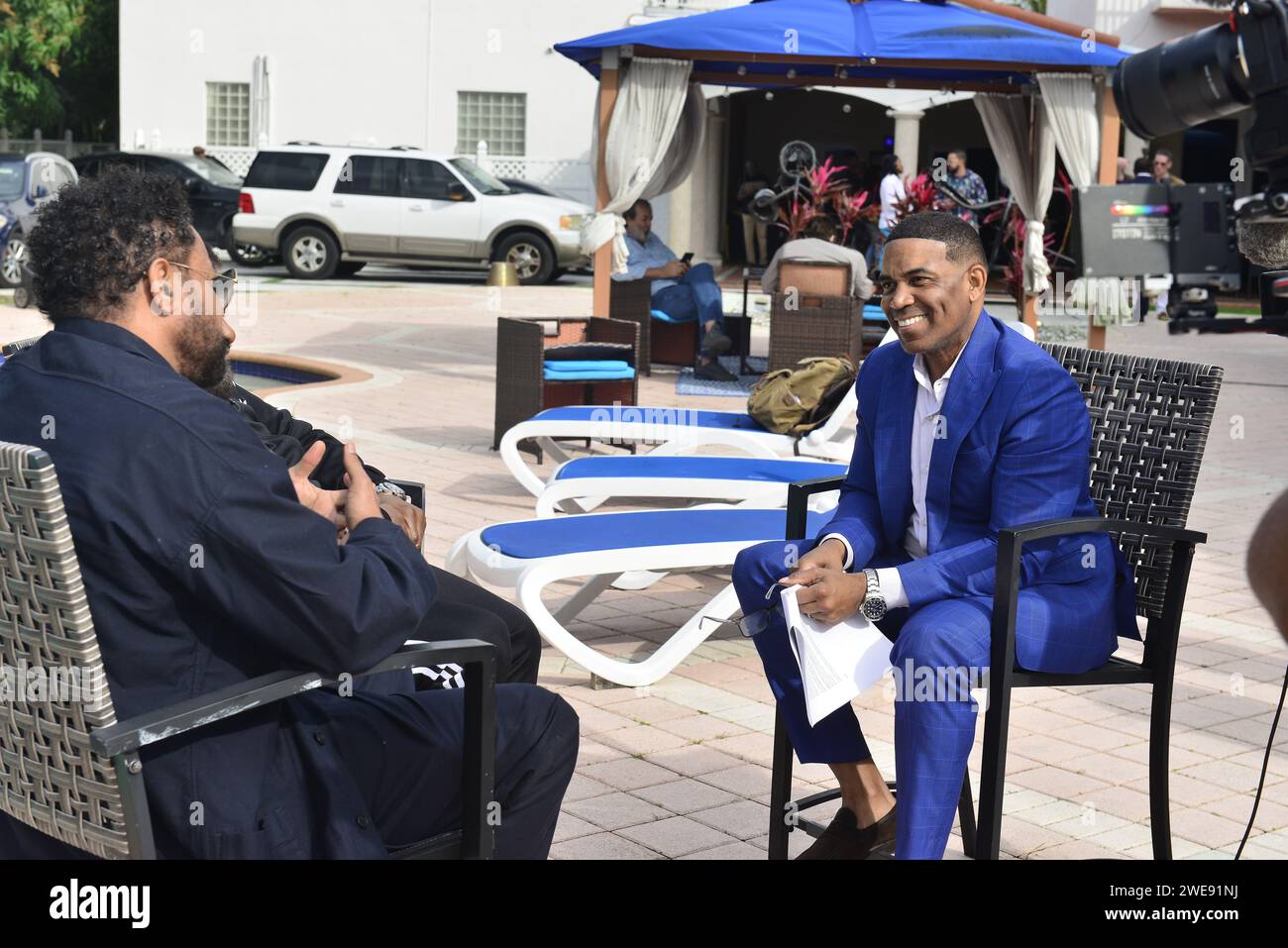 MIAMI, FLORIDA - JANUARY 22: Reggae Singer and Conference chair Shaggy, Roger Lewis of Inner ...