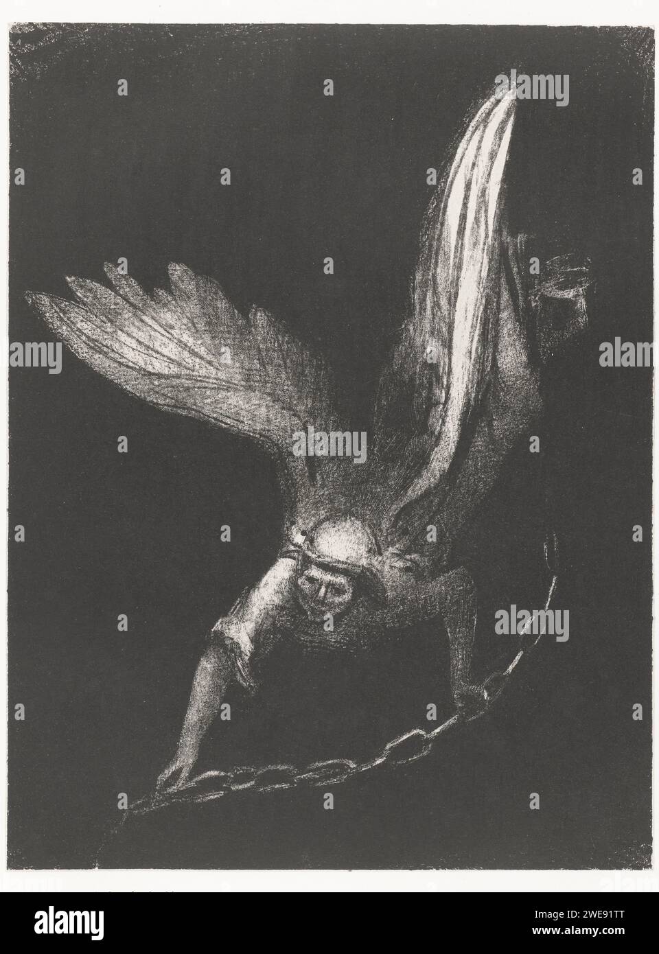 Angel with a chain in his hands, Odilon Redon, 1899 print Imagination ...