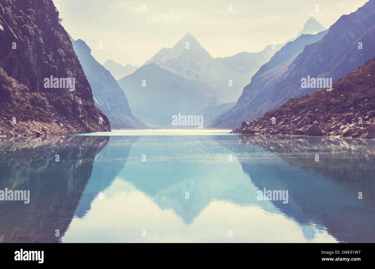 Beautiful lake Paron in Cordillera Blanca, Peru, South America Stock ...