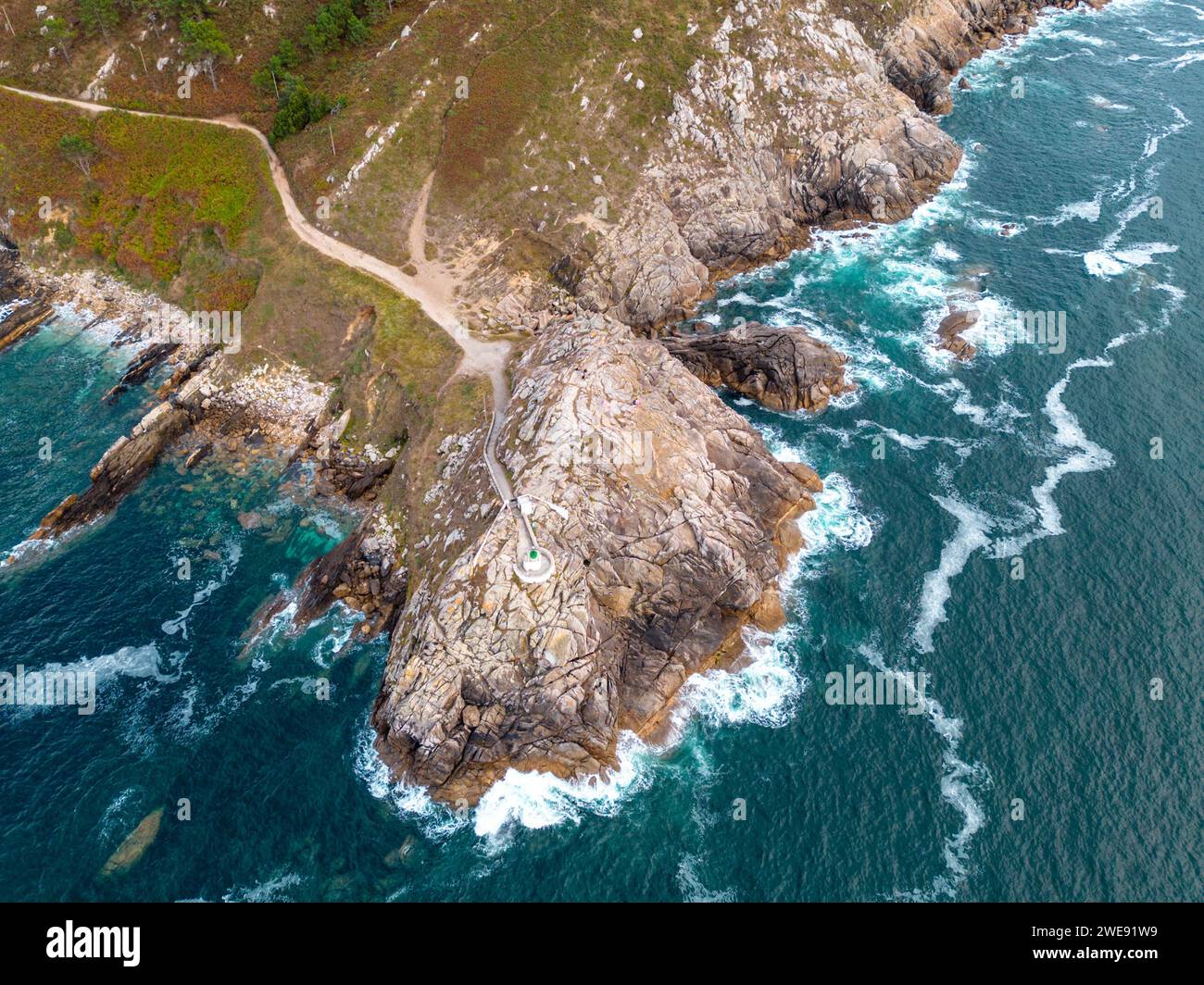 Aerial photography, waves beating in the sea of Galicia, rough ocean ...