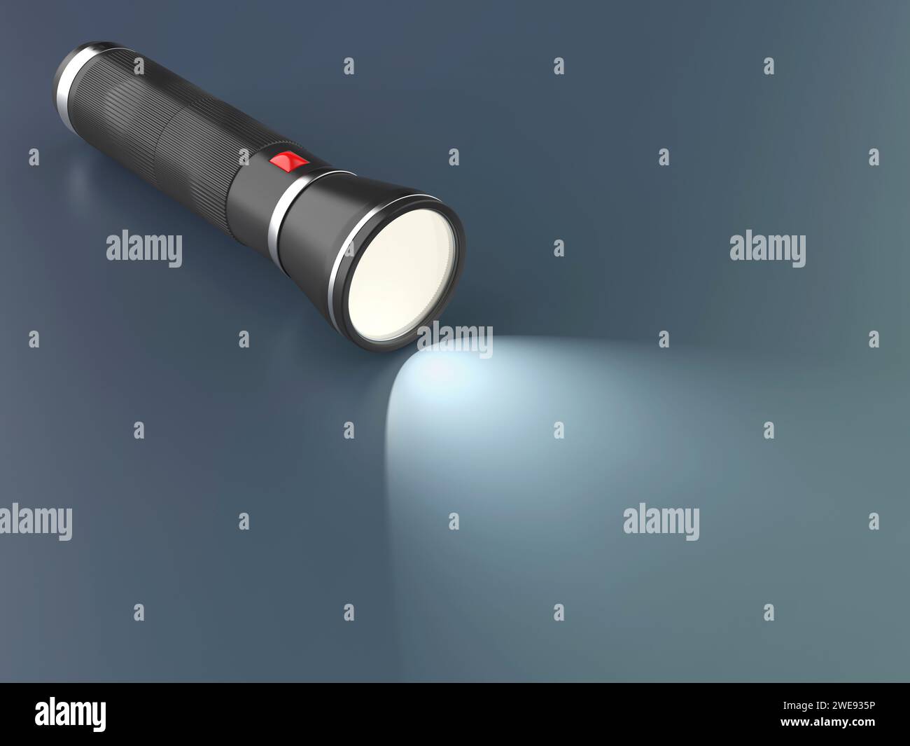 Modern led flashlight illuminates the dark background Stock Photo - Alamy