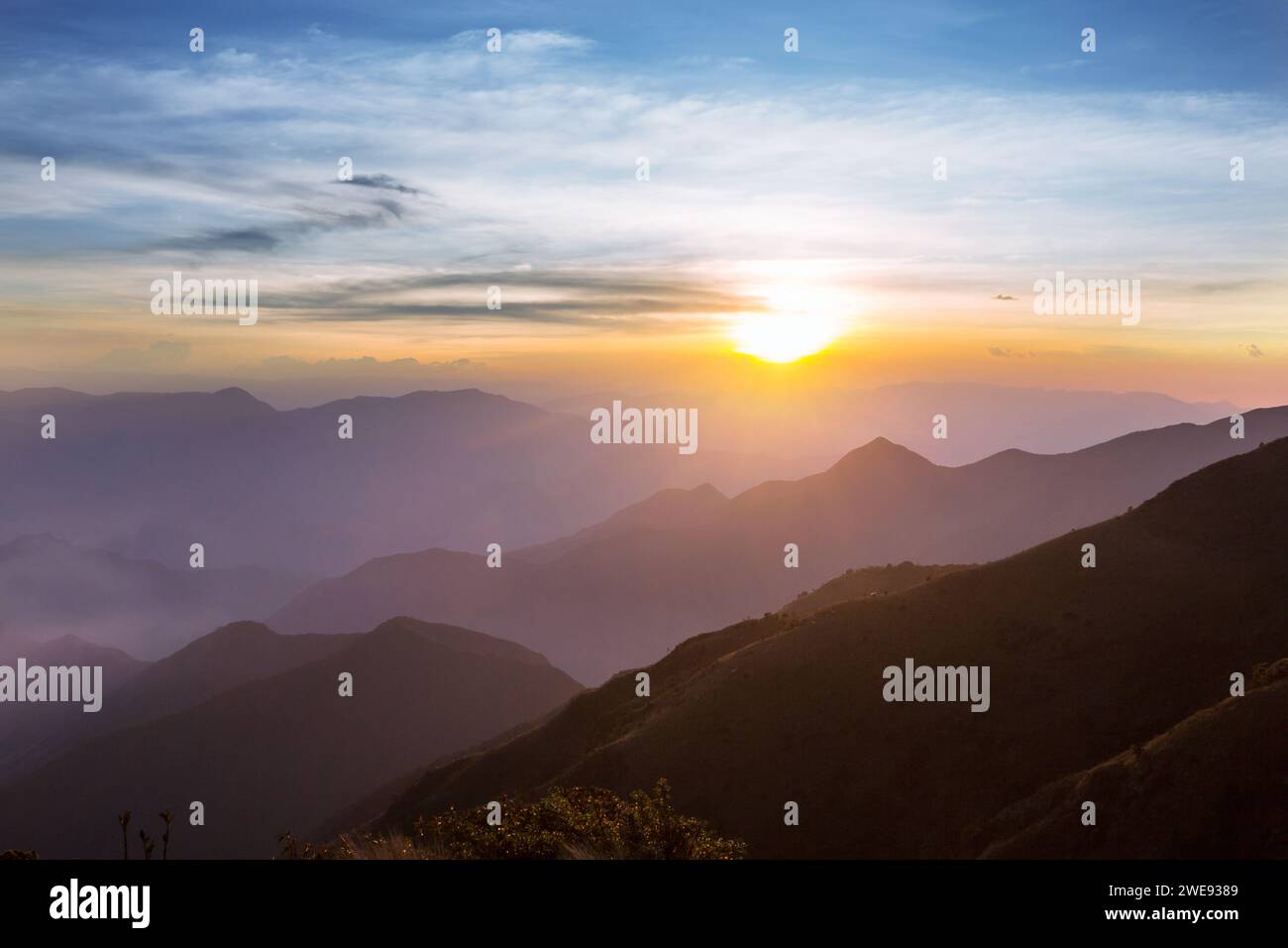 mountain silhouette at sunrise in Colombia, South America Stock Photo ...