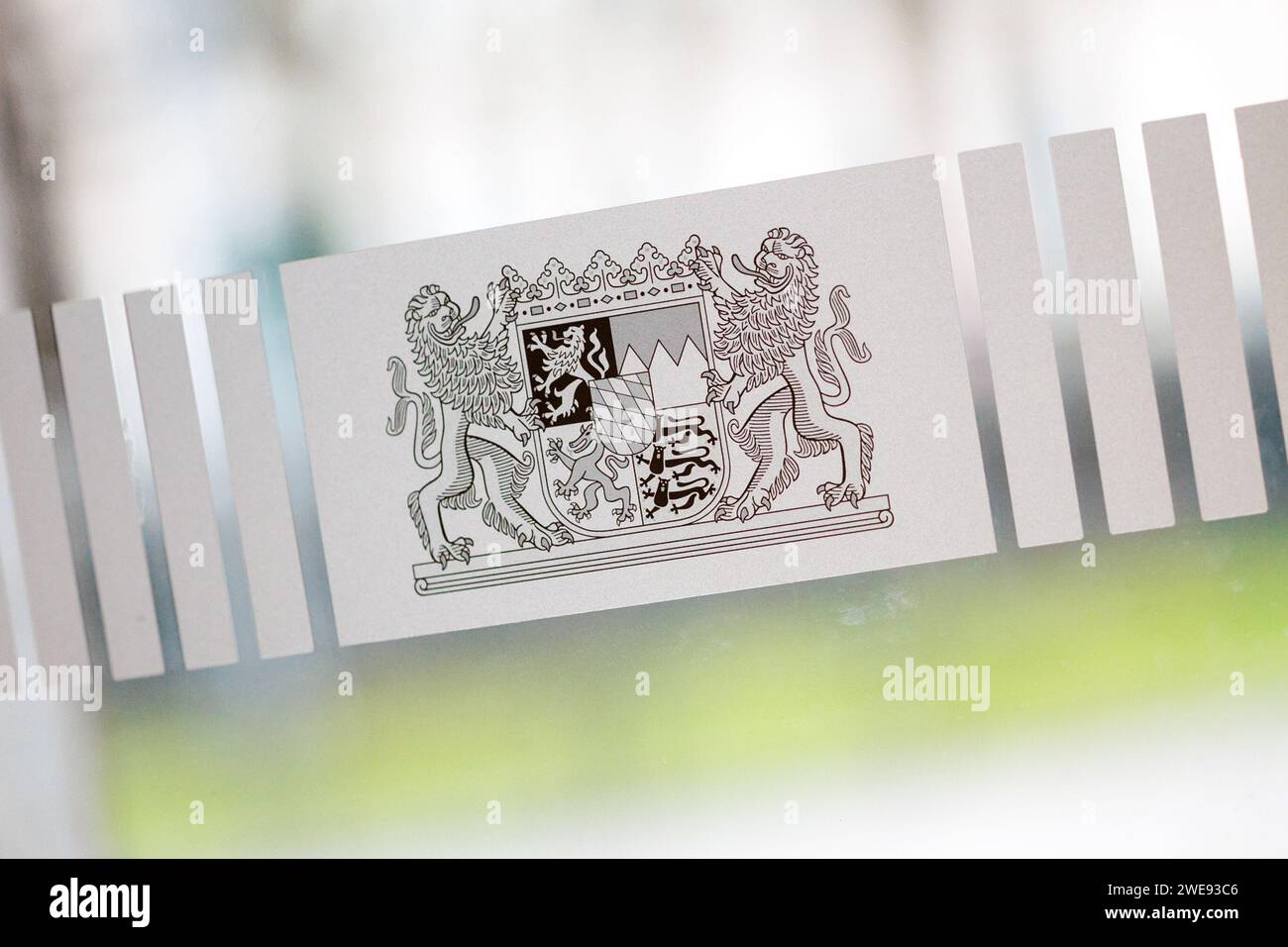 Munich, Germany. 23rd Jan, 2024. The Bavarian coat of arms can be seen ...