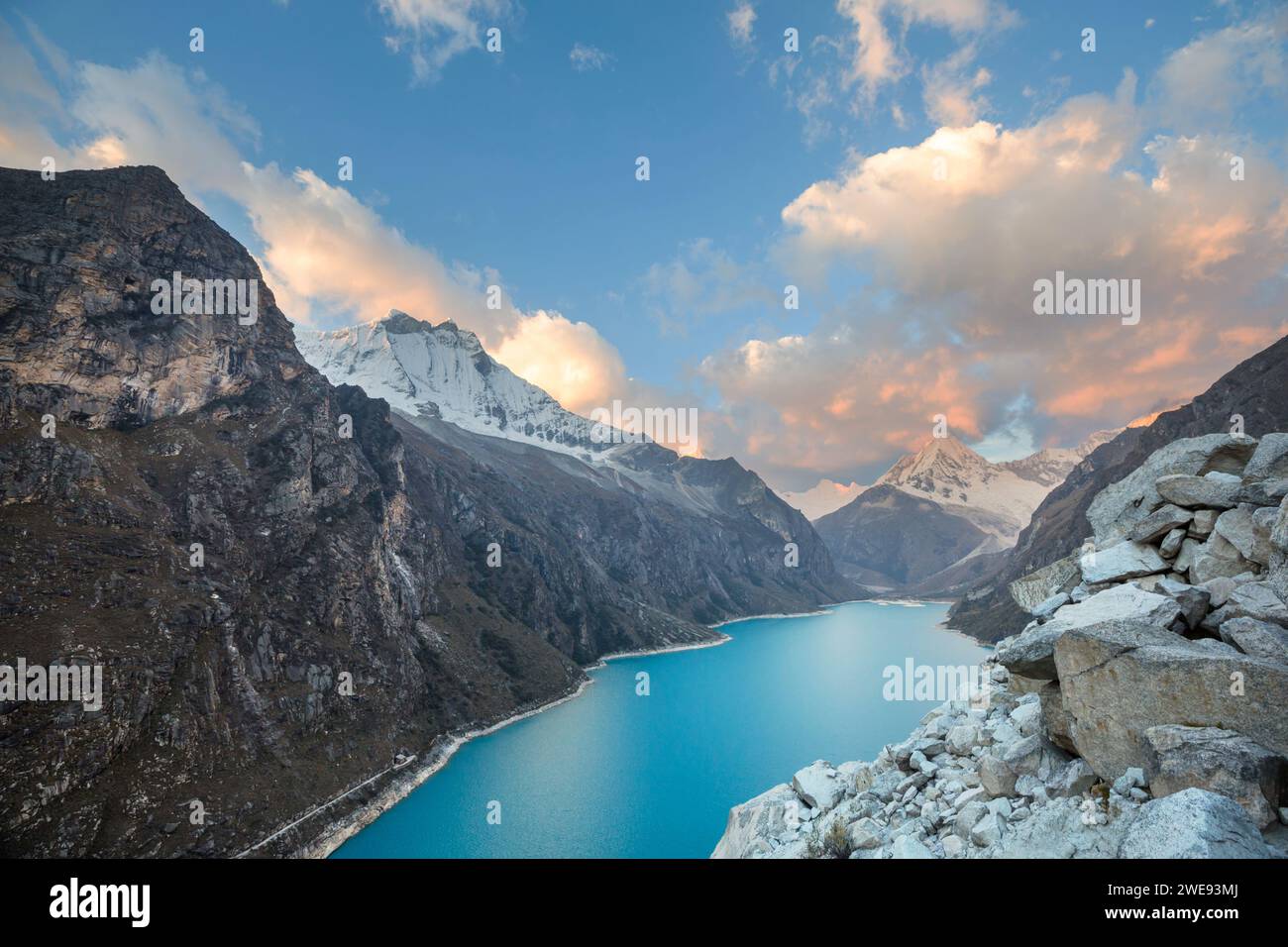 Beautiful lake Paron in Cordillera Blanca, Peru, South America Stock ...