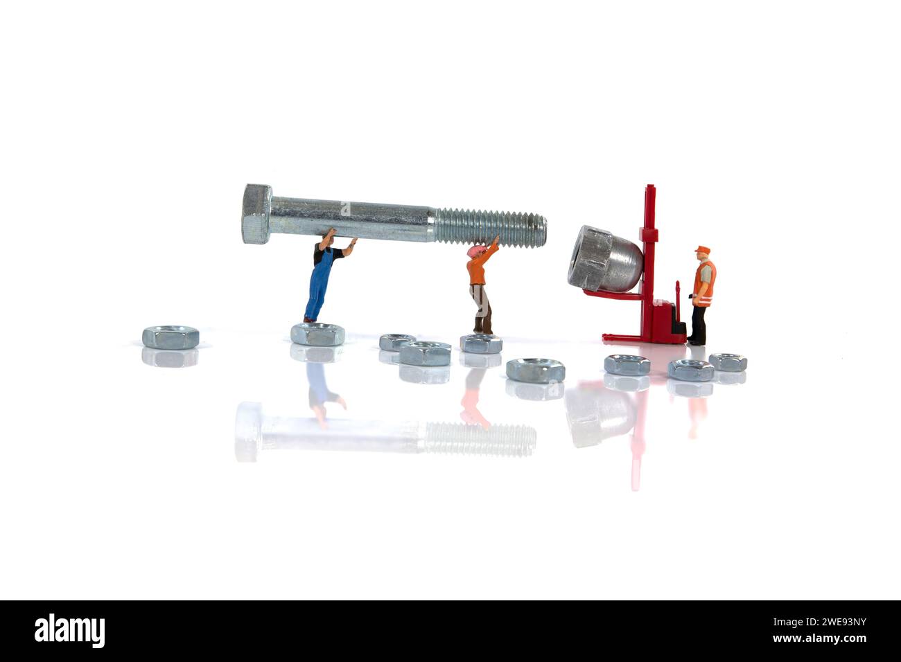 little world figures solving the problem together Stock Photo - Alamy
