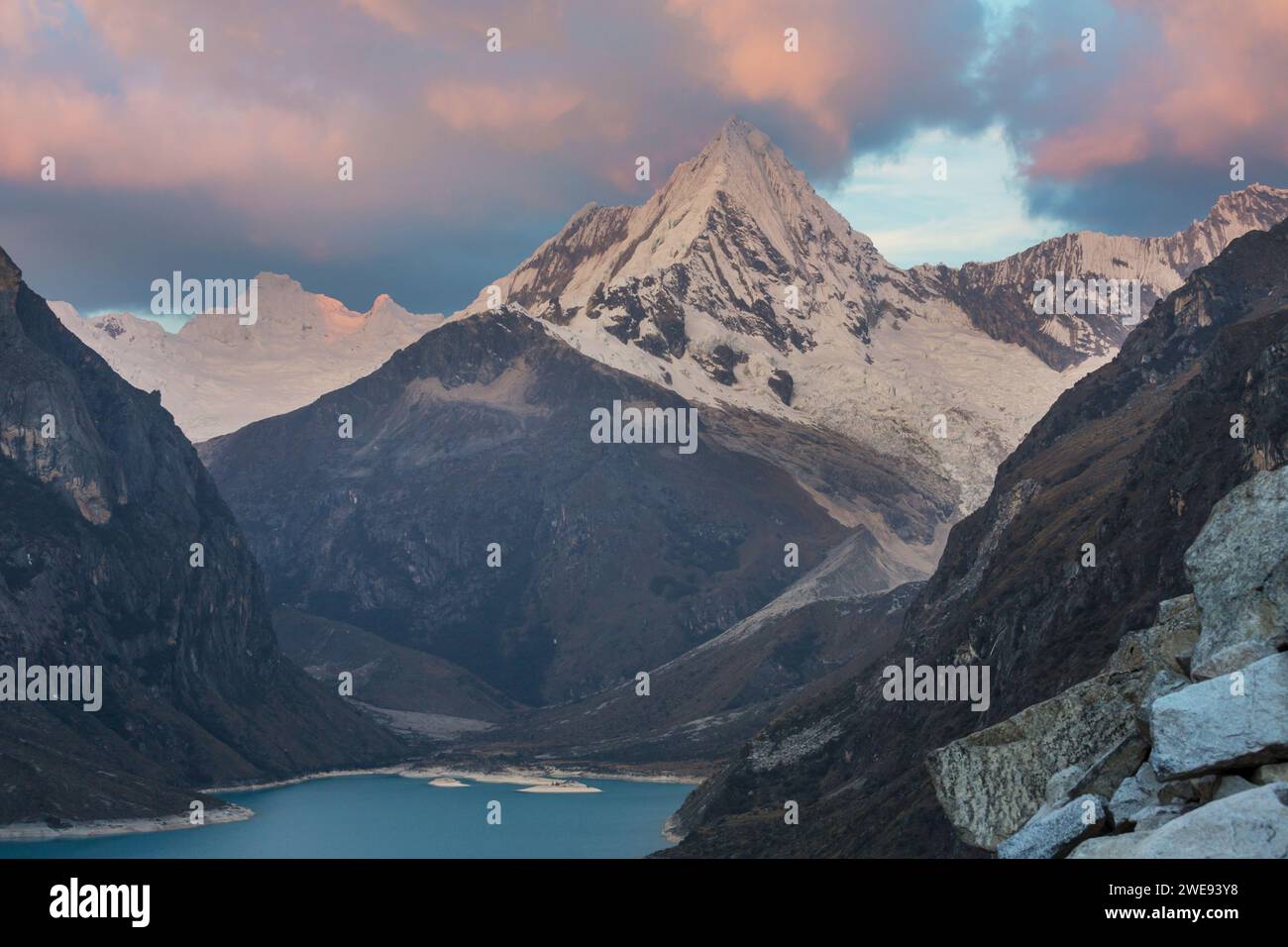 Beautiful lake Paron in Cordillera Blanca, Peru, South America Stock ...