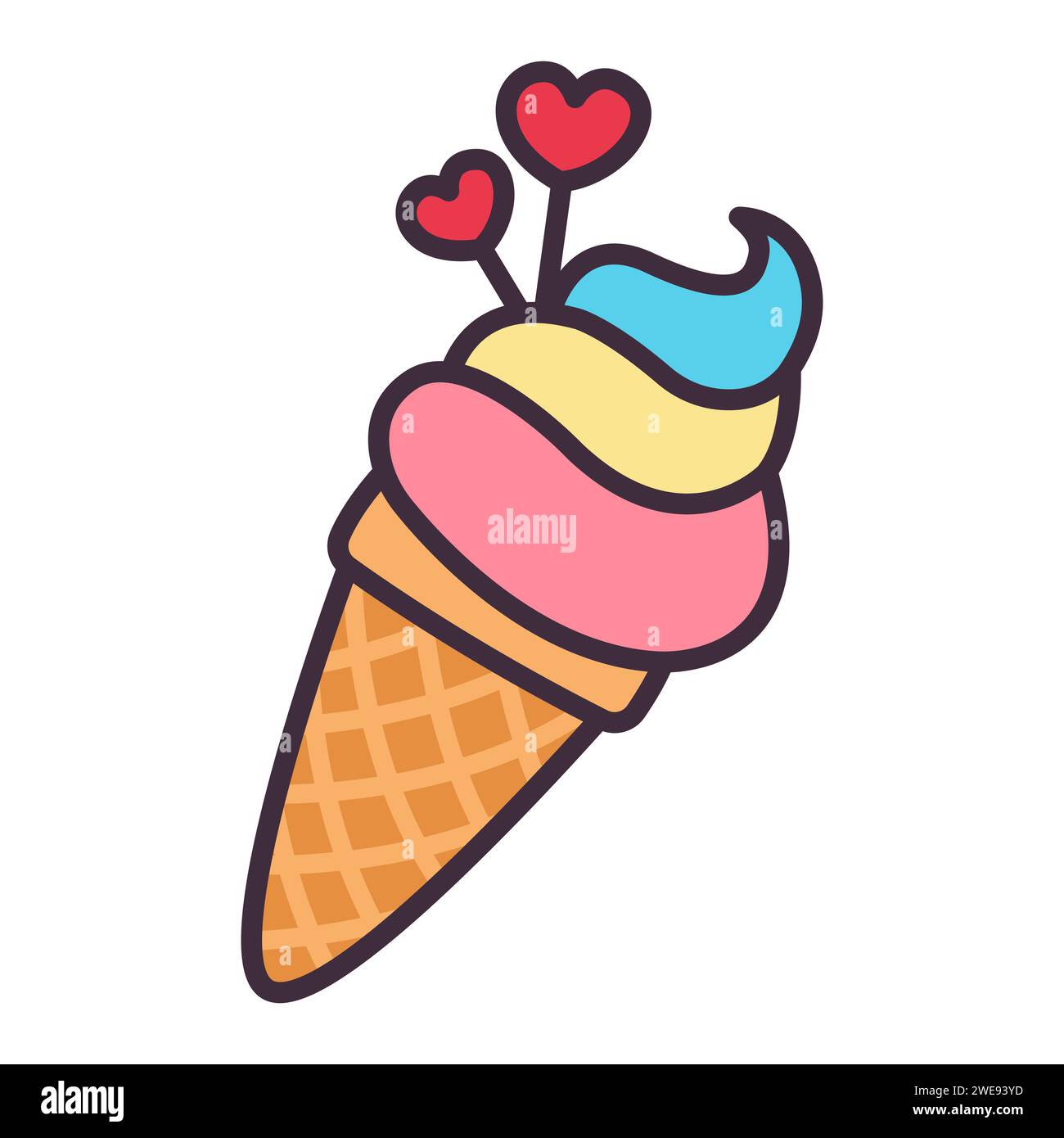 Valentines day traditional decoration. Illustrations in cartoon style ...