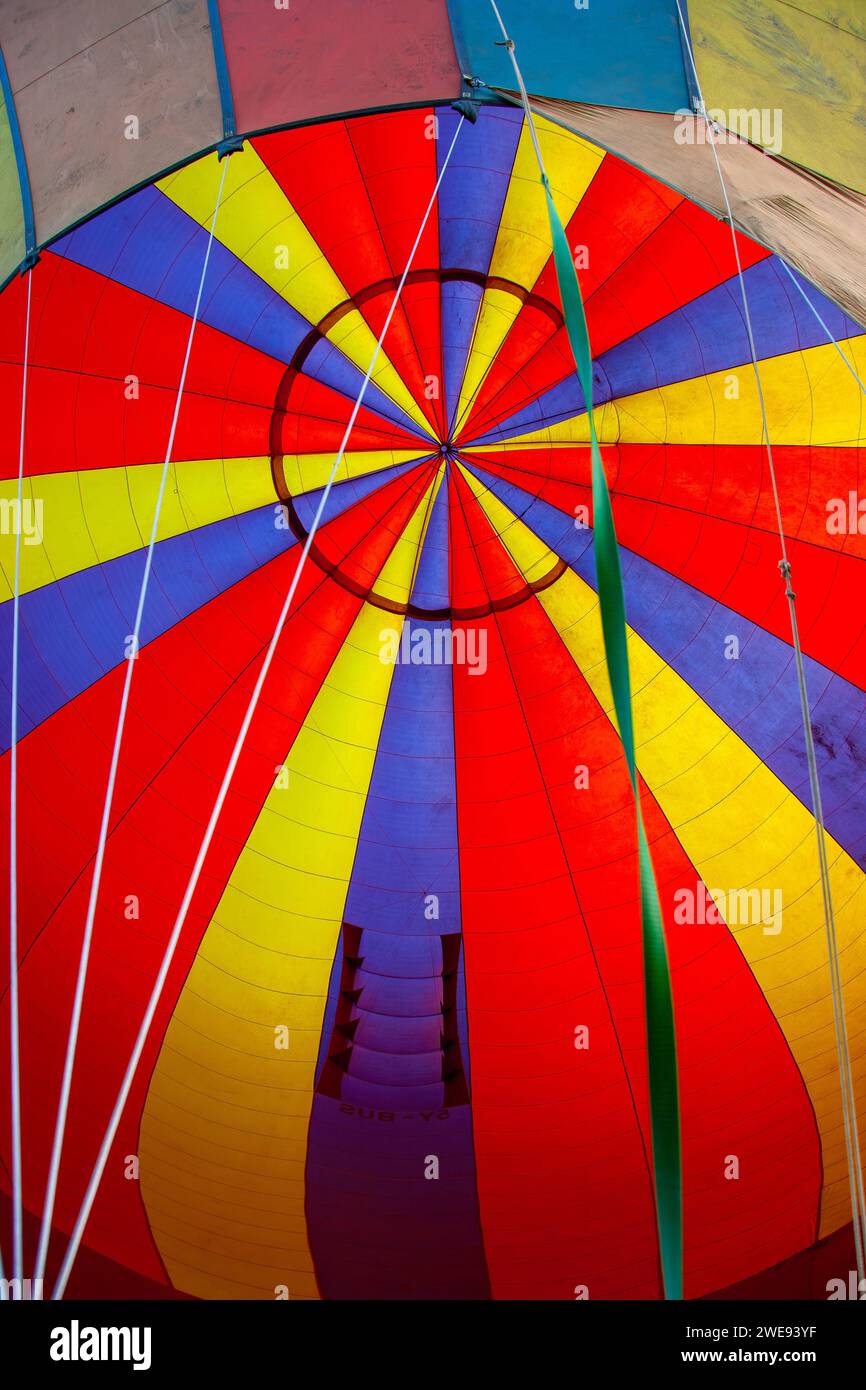 Inside hot air balloon envelope, balloon safari, Masai Mara National ...