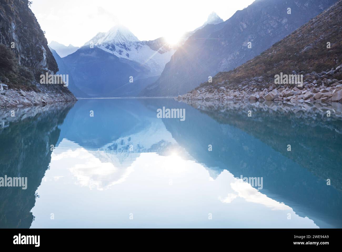 Beautiful lake Paron in Cordillera Blanca, Peru, South America Stock ...