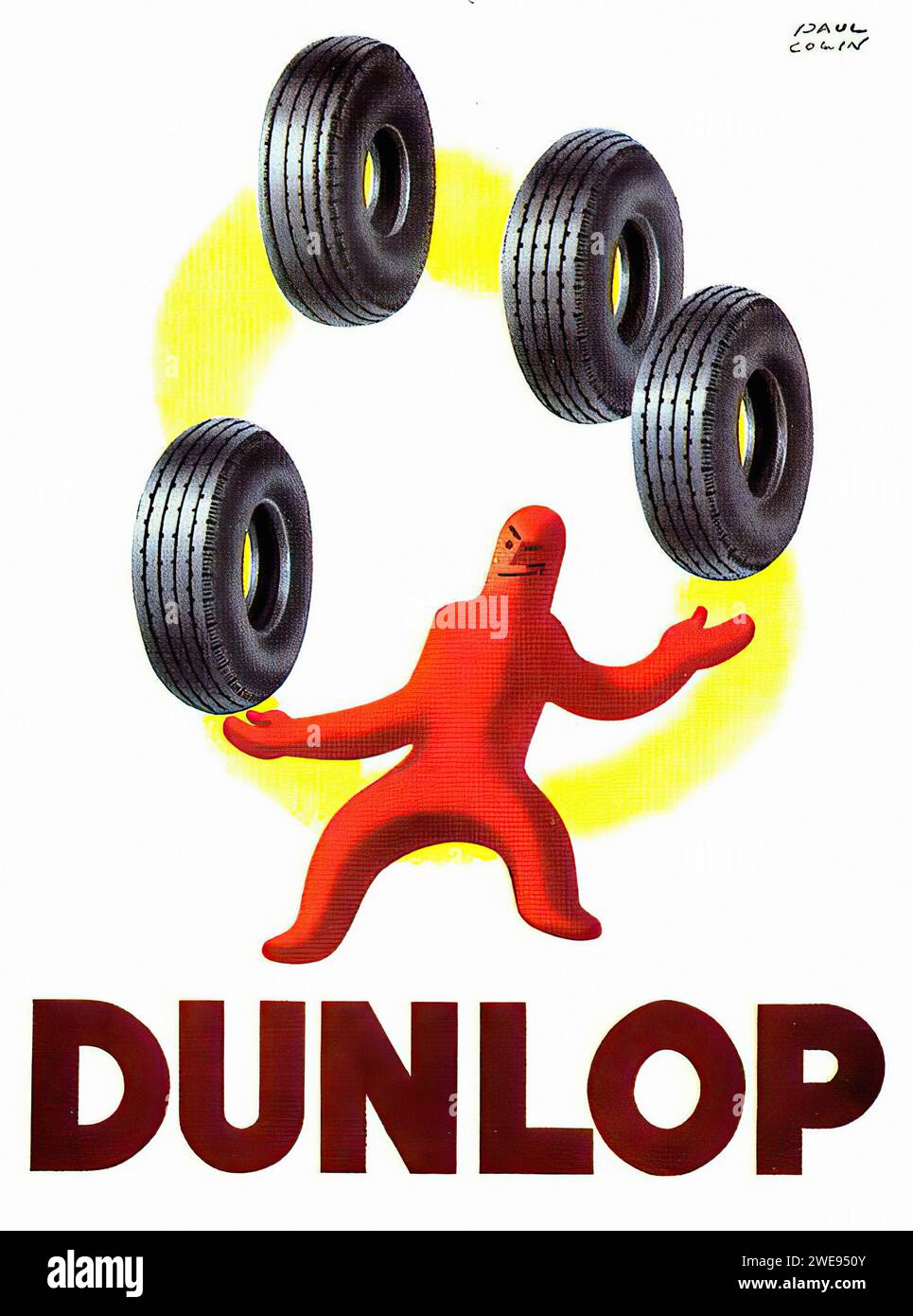 "DUNLOP" Vintage French Advertising featuring an anthropomorphic figure ...