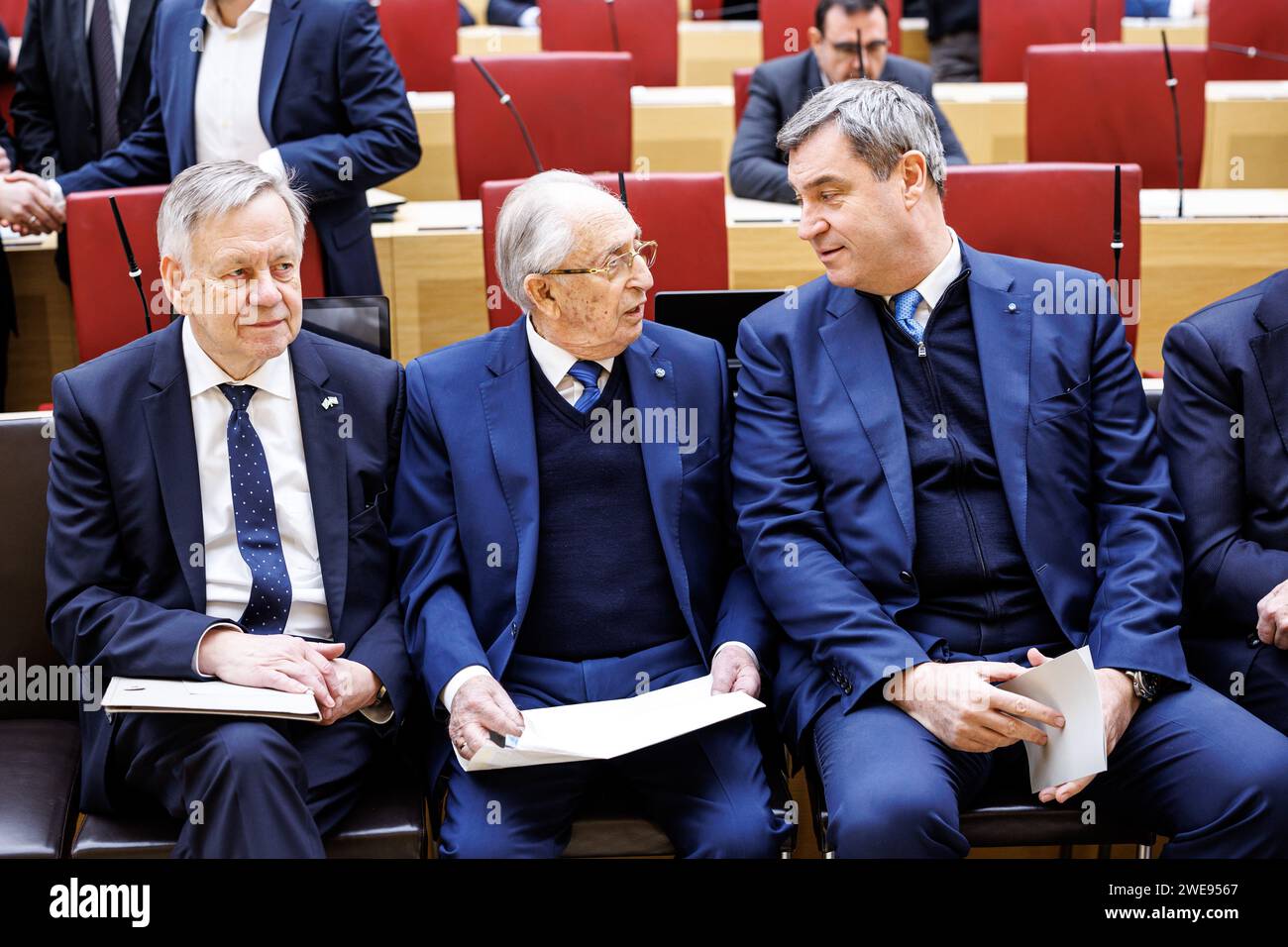 Munich, Germany. 24th Jan, 2024. Abba Naor, Jewish Holocaust survivor ...