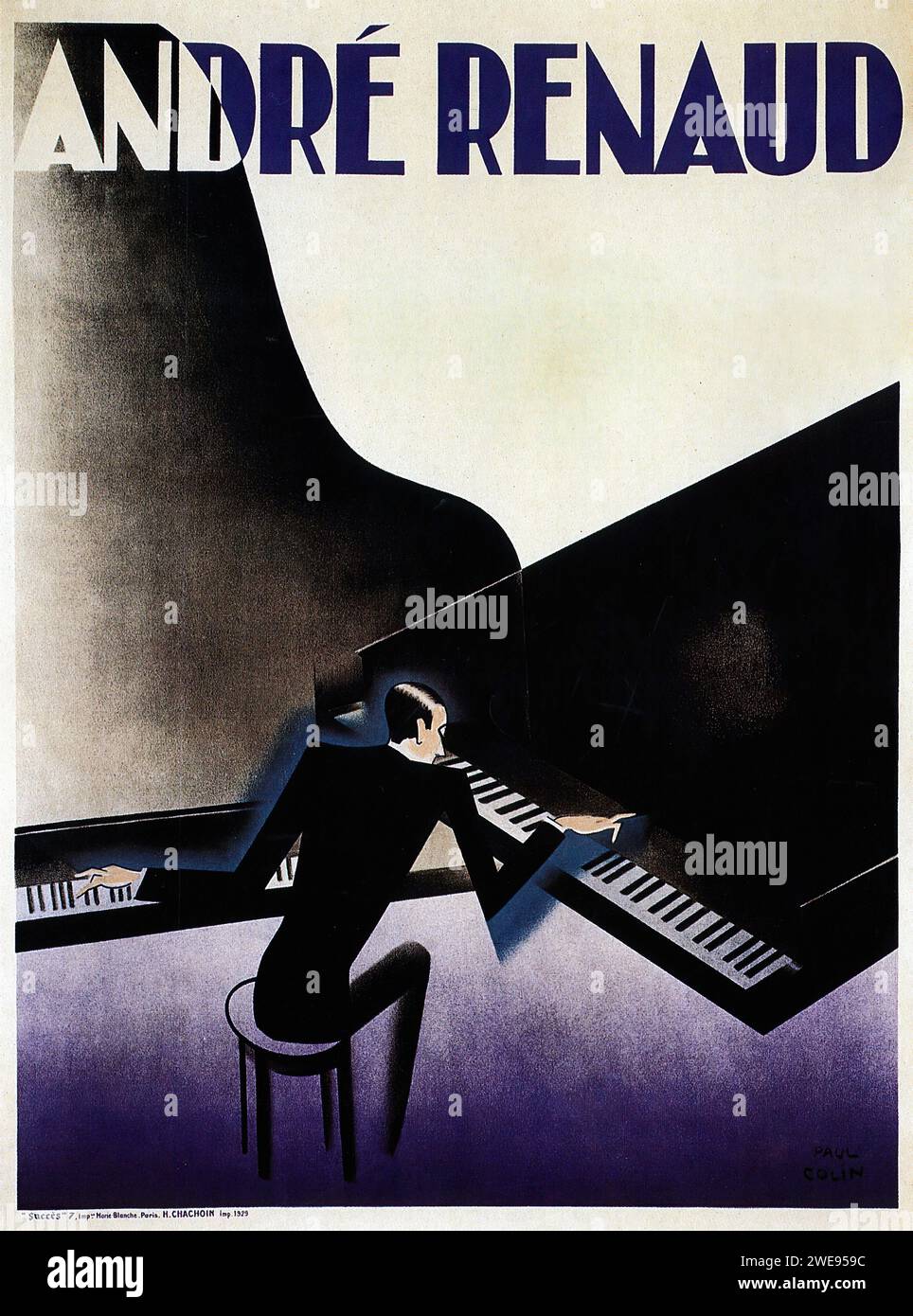 "ANDRÉ RENAUD" Vintage French Advertising. This poster features a stylized image of a man ...