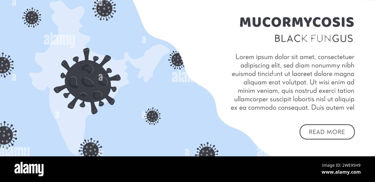 Black Fungus Outbreak. Horizontal Web Banner template. Mucormycosis ...