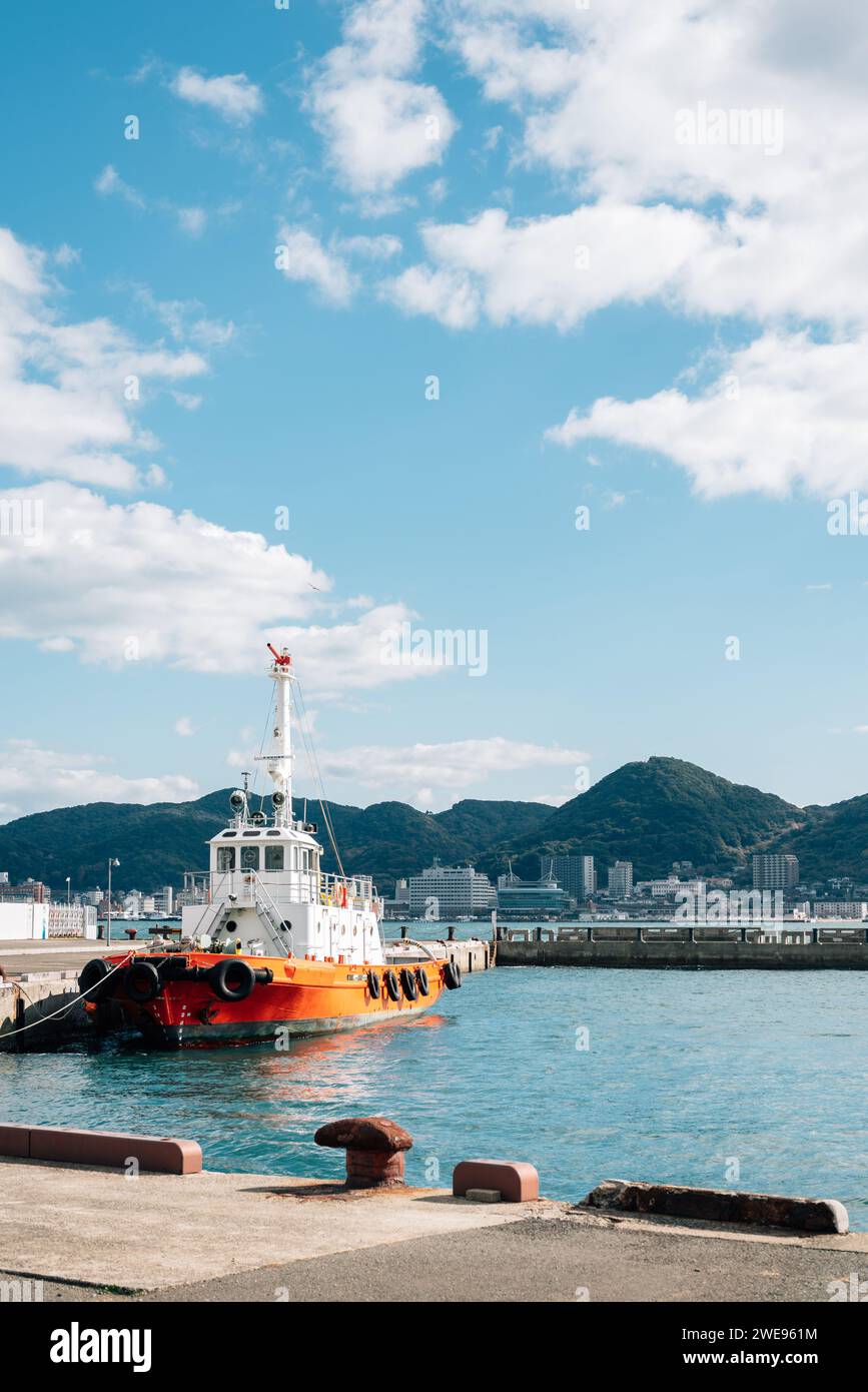 Shimonoseki Kanmon Straits port and Kitakyushu Moji town in Yamaguchi ...