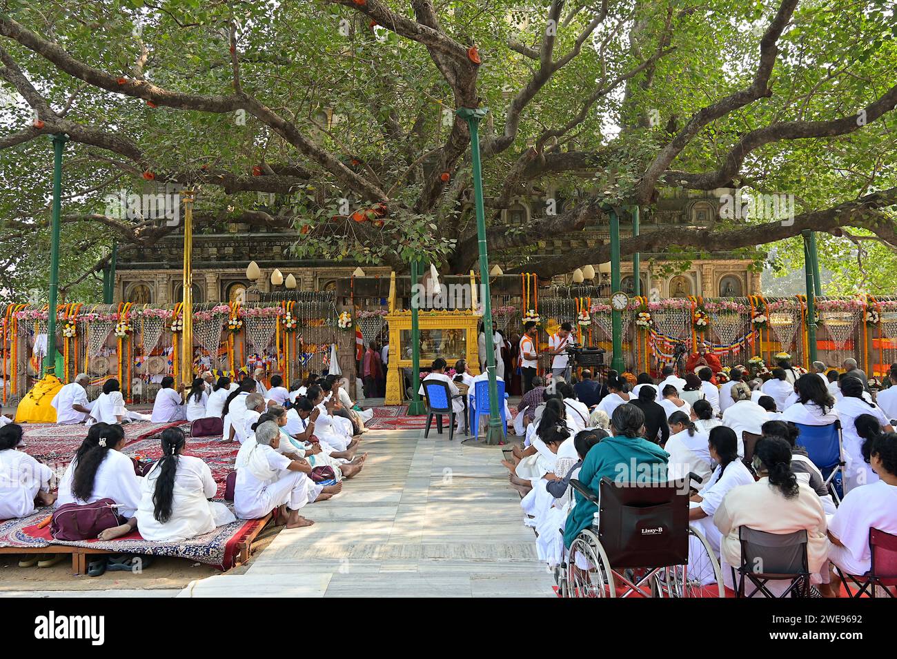 Morning sermon in front of the Bodhi Palanka, the Place of ...