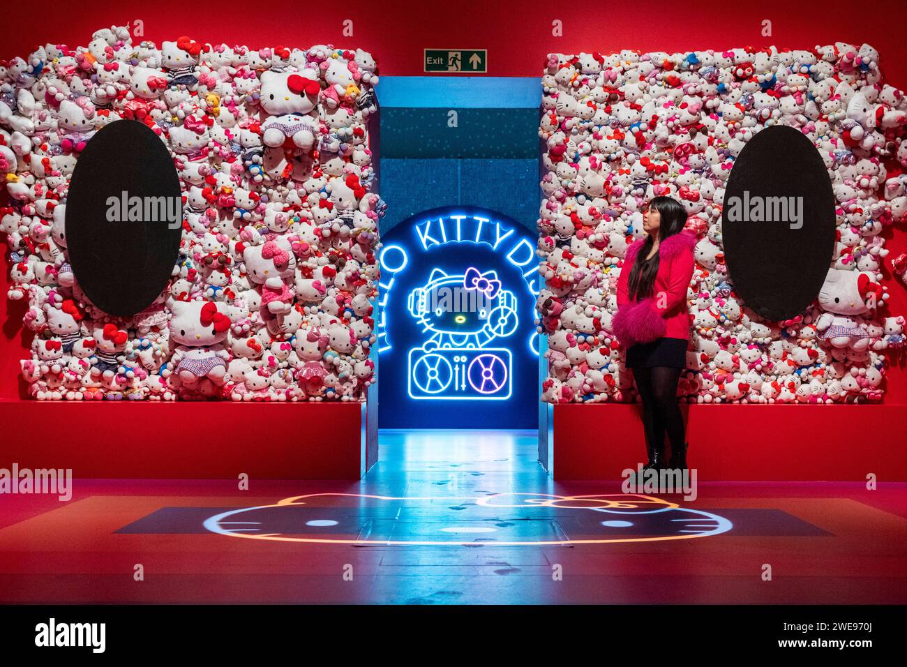 London, UK. 24 January 2024. A dedicated Hello Kitty plushie space at ...