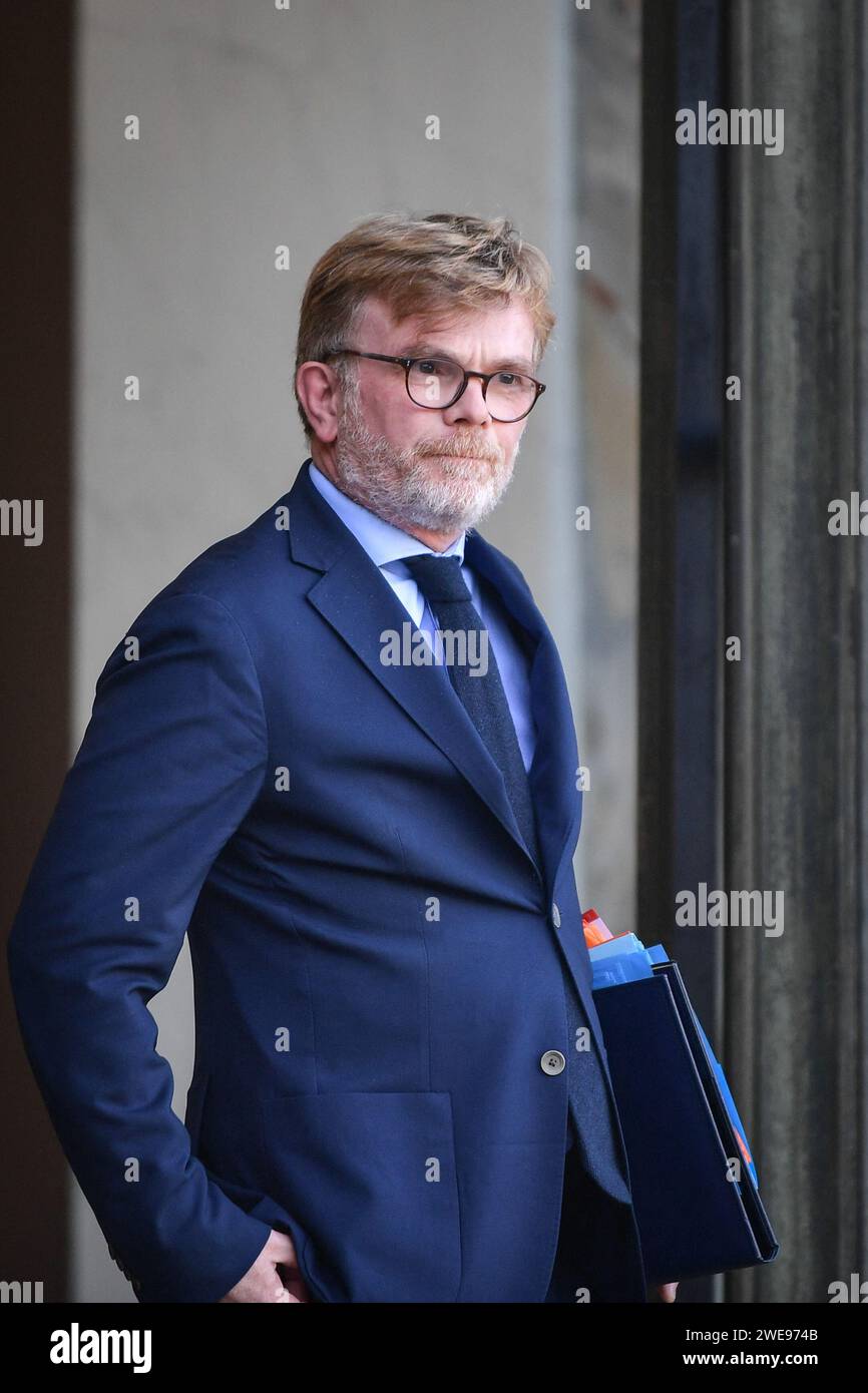 Paris, France. 24th Jan, 2024. French Agriculture Minister Marc Fesneau ...