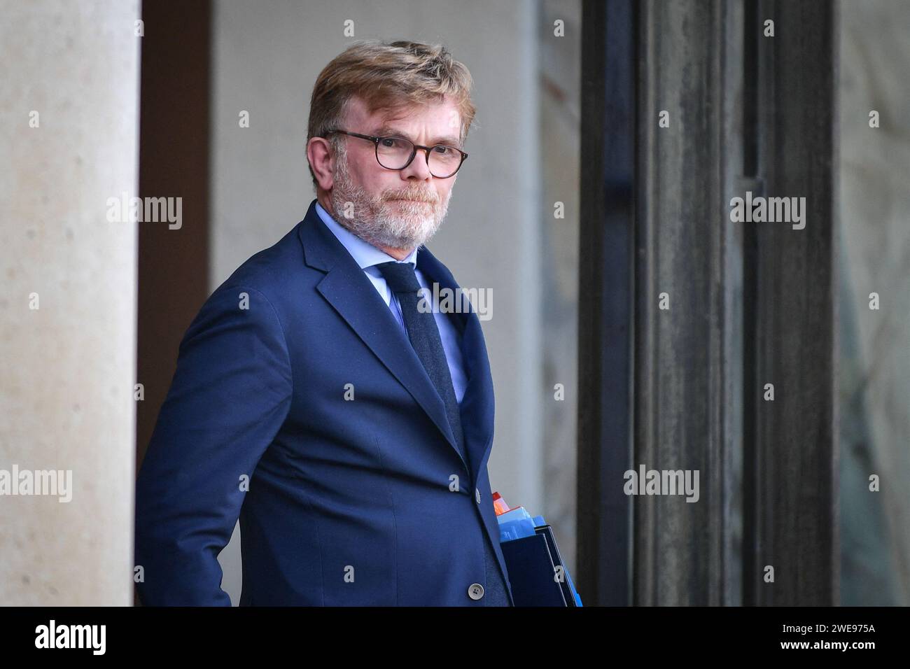 Paris, France. 24th Jan, 2024. French Agriculture Minister Marc Fesneau ...