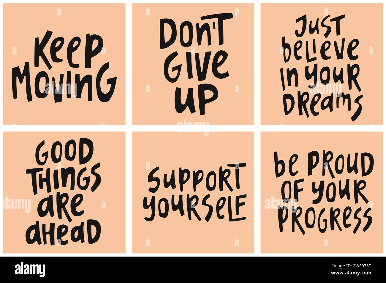 Set of hand-drawn inspirational quotes. Creative lettering ...