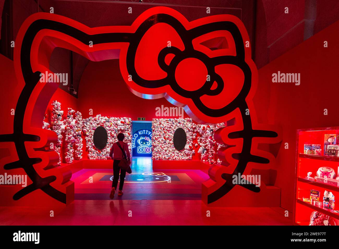 London, UK. 24 January 2024. A dedicated Hello Kitty plushie space at ...