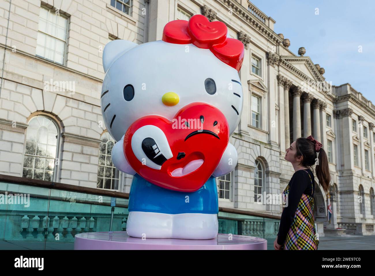 London, UK. 24 January 2024. 'Hello, Love', 2023, a fibreglass Hello ...