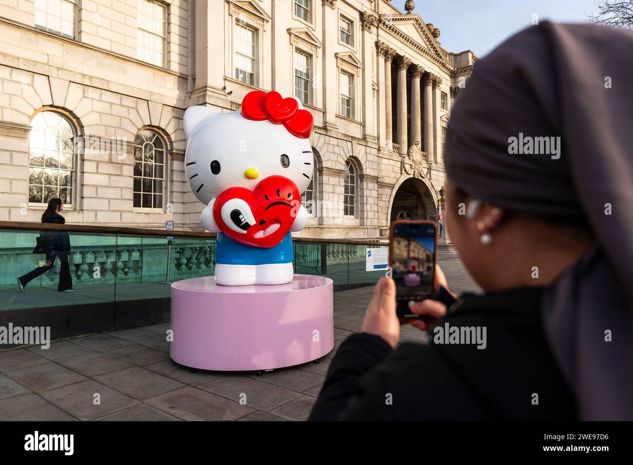 London, UK. 24 January 2024. 'Hello, Love', 2023, a fibreglass Hello ...