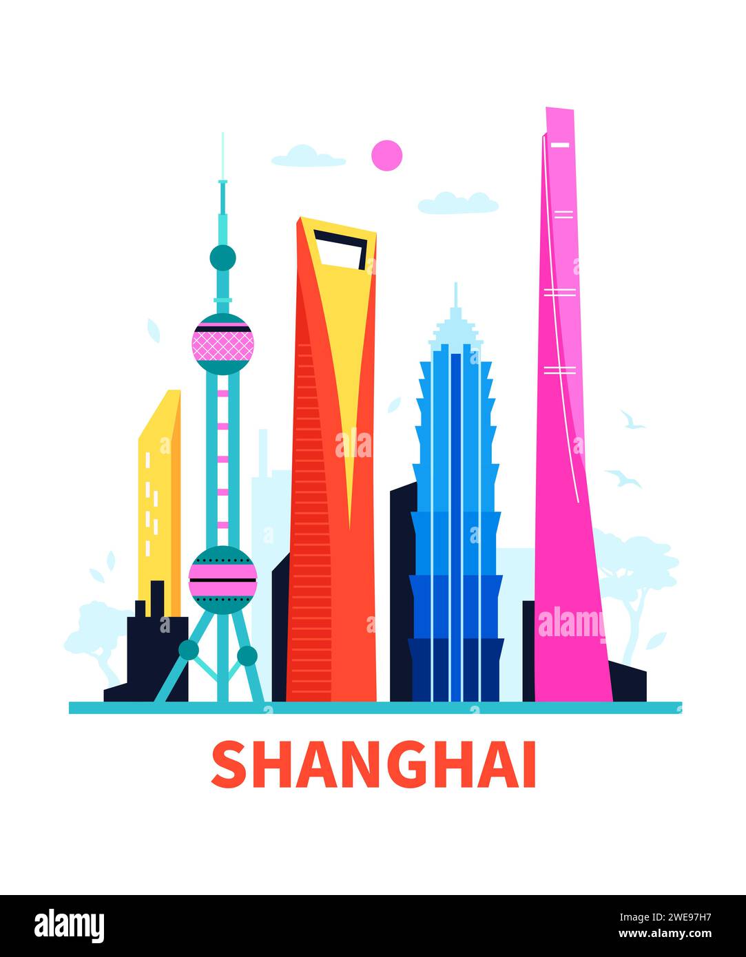 Pudong New Area - modern colored vector illustration Stock Vector Image ...