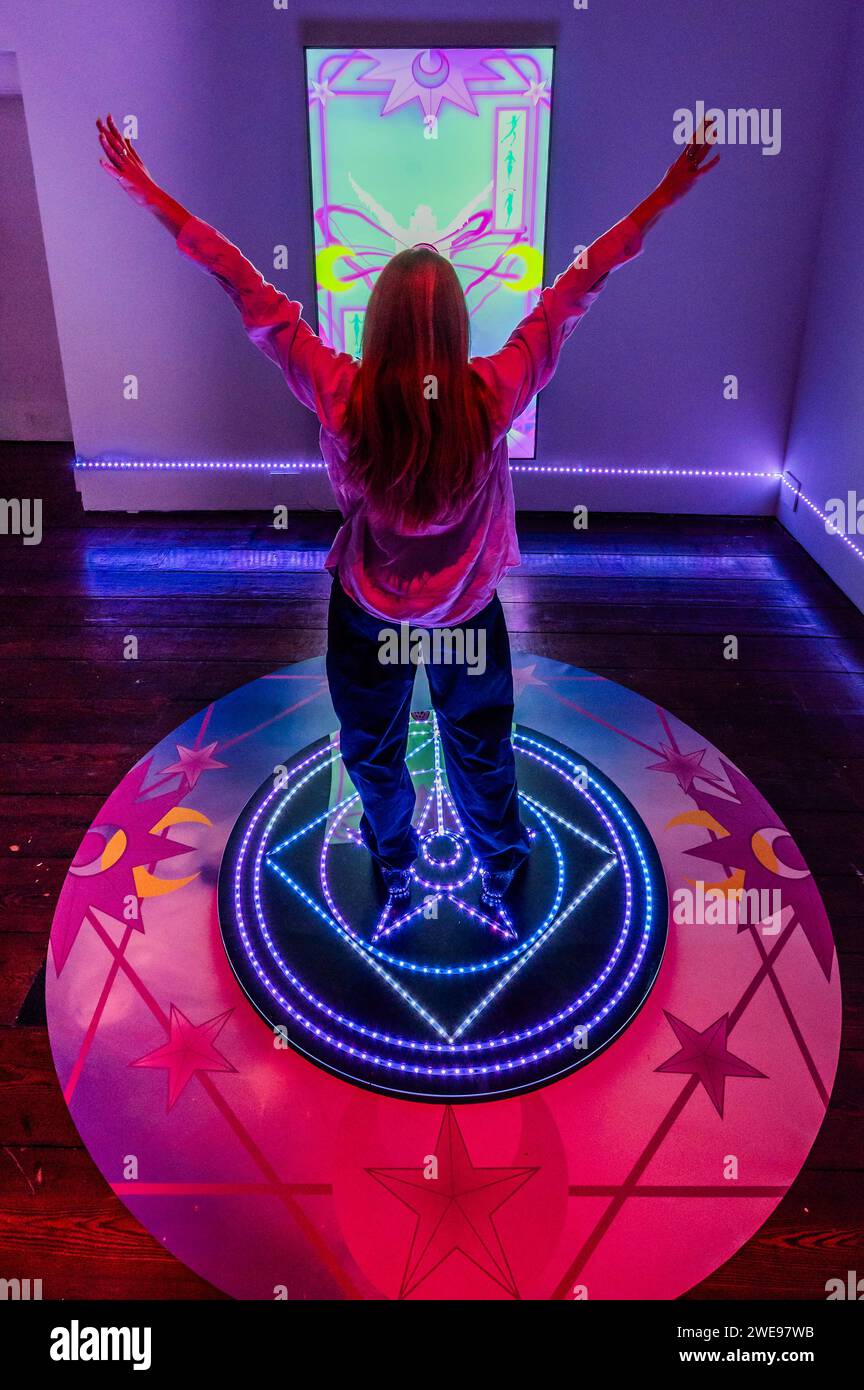 London, UK. 24th Jan, 2024. Glimmer, 2023, an interactive installation ...