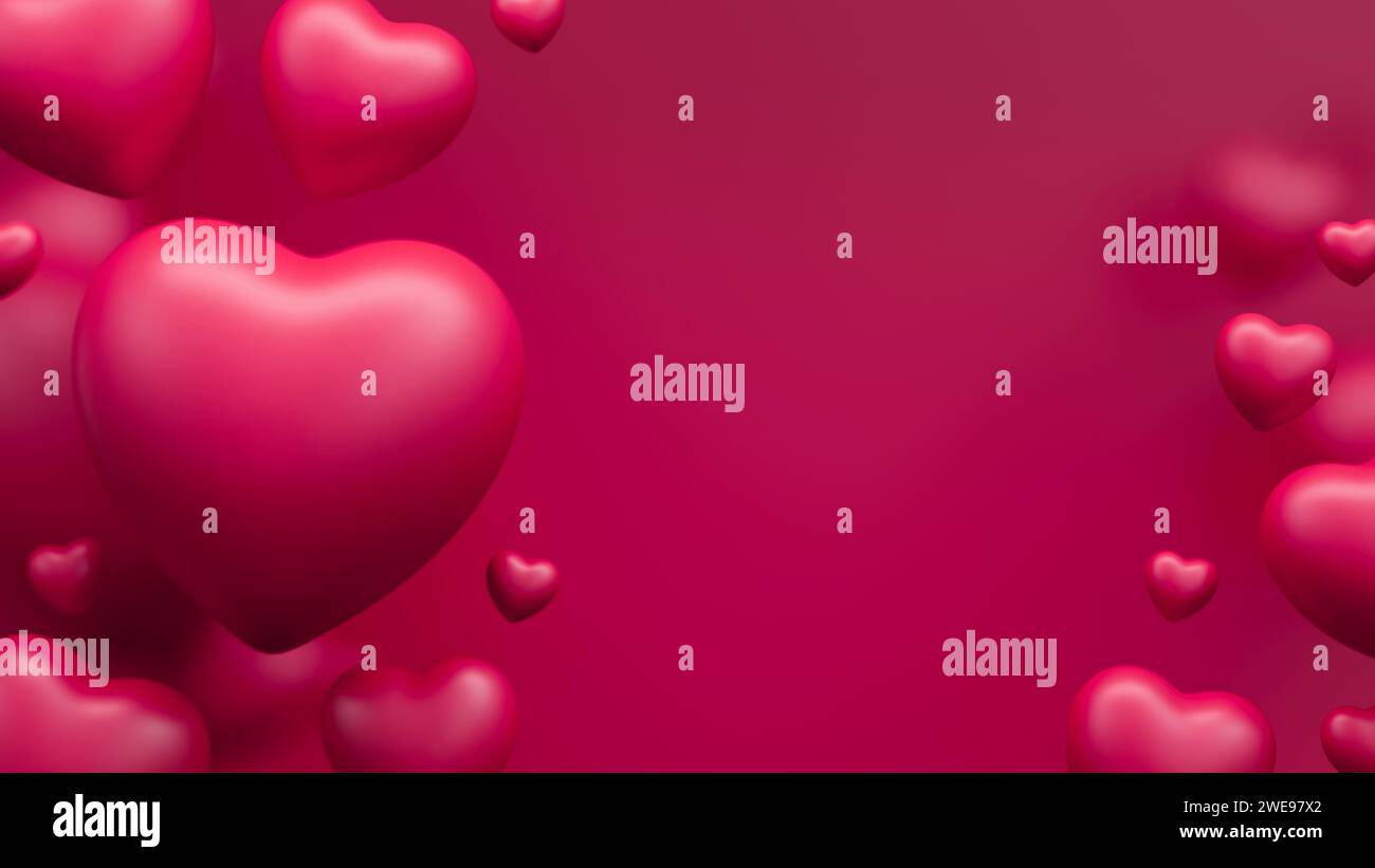 Violet hearts on violet background with shallow depth of field ...