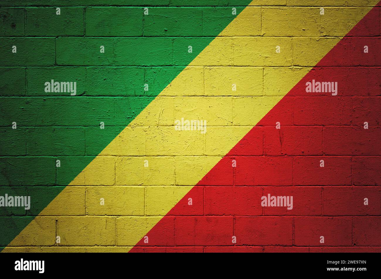Flag of the Republic of the Congo painted on a cinder block wall Stock ...