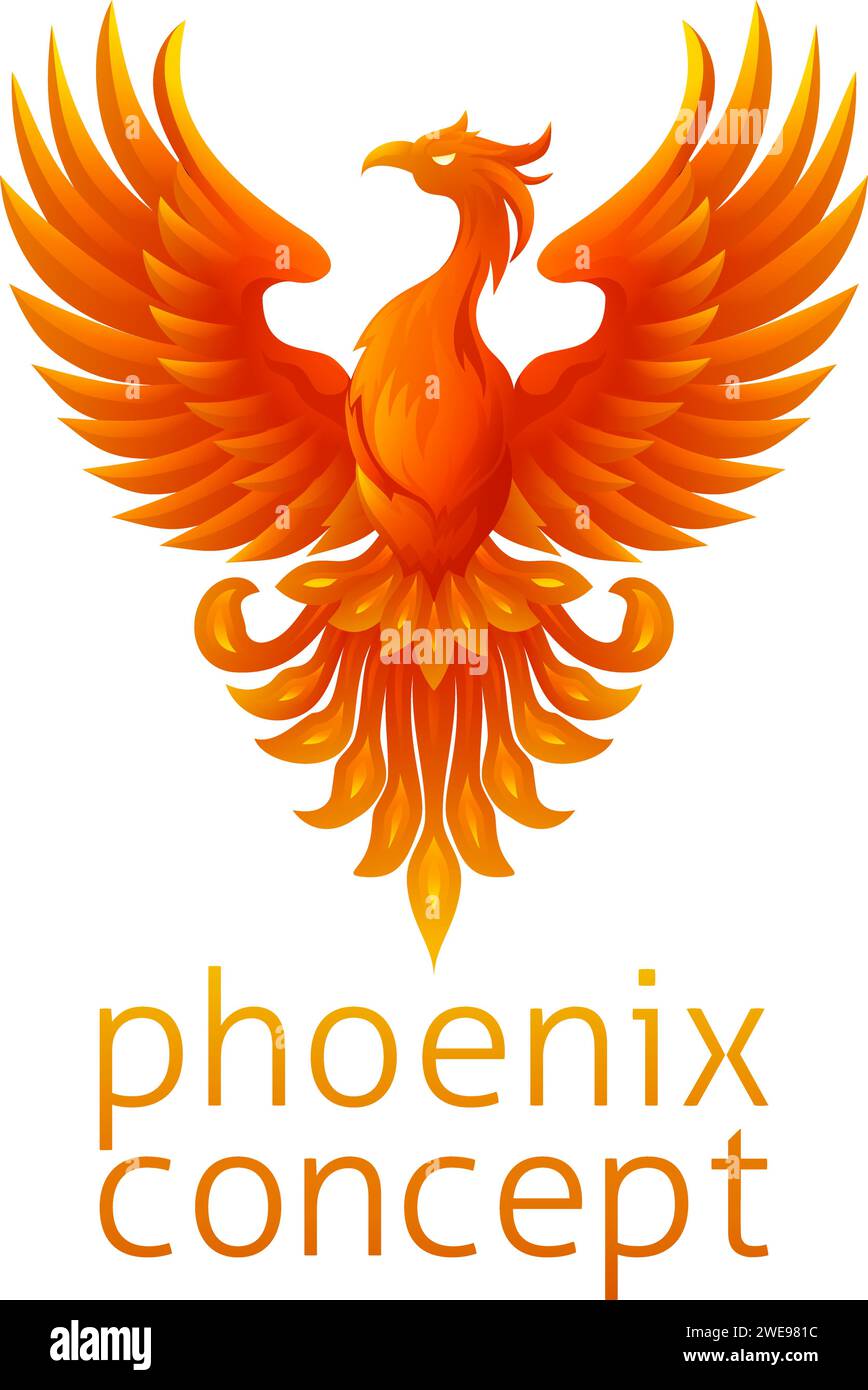 Phoenix Fire Bird Rising Wings Spread Eagle Stock Vector Image & Art ...