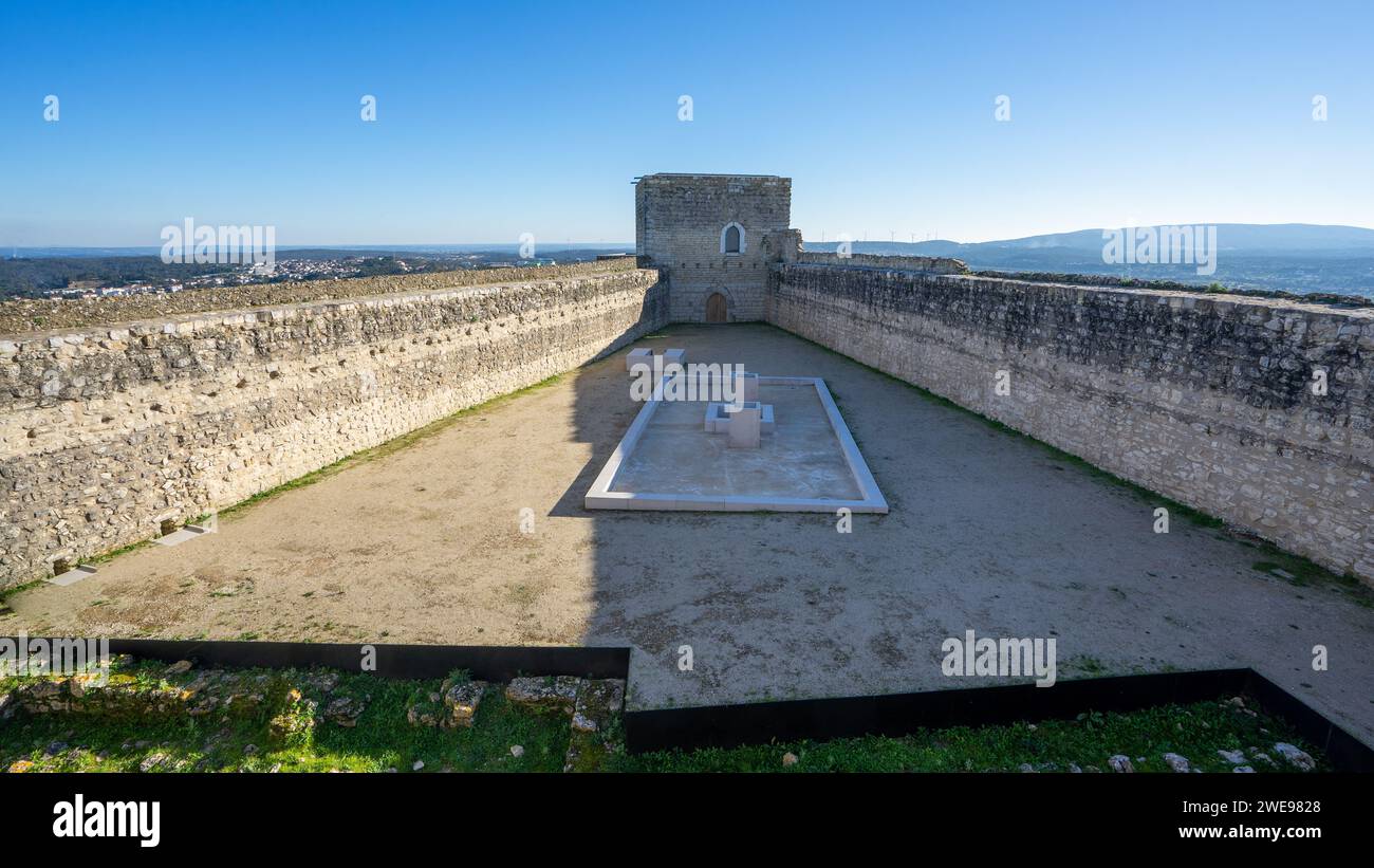 interior of the central atrium of the mediaval castle of the village of ...