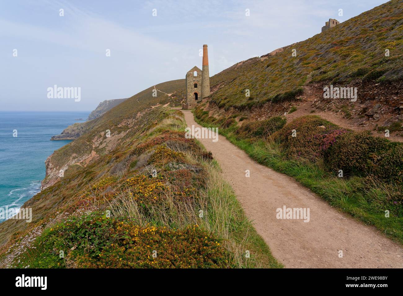 The derelict Wheal Coates tin mine clings to a cliff side between ...