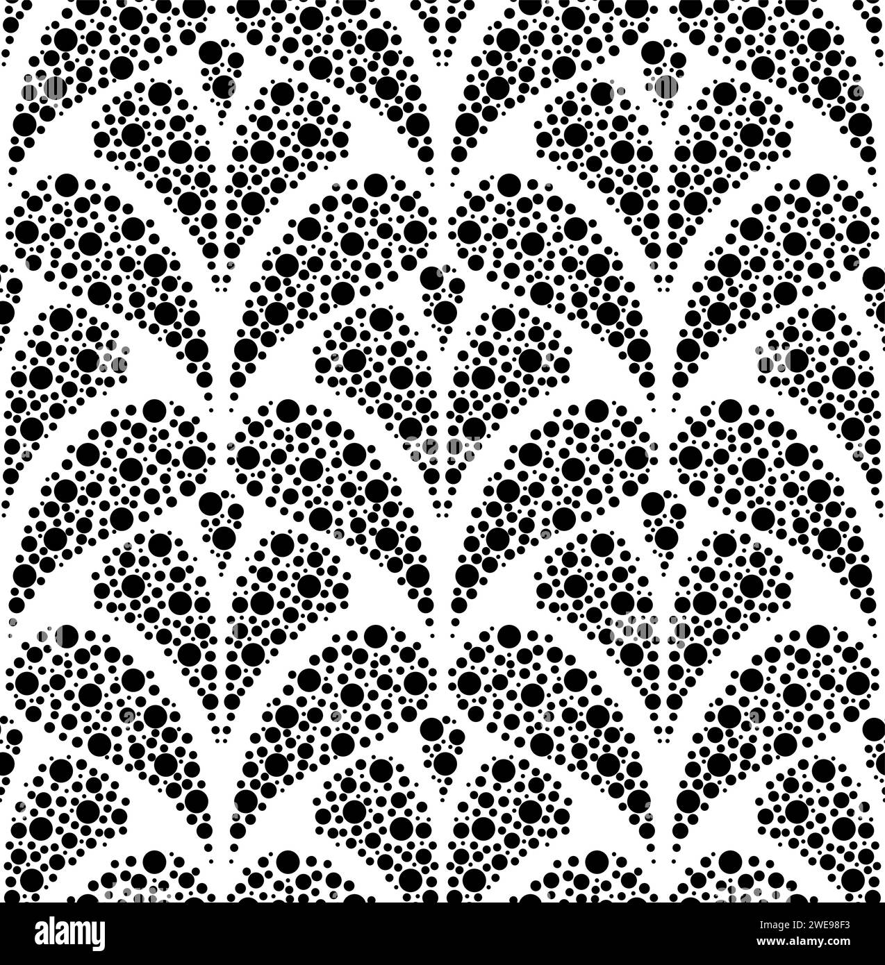 Floral pattern with points. Wallpaper seamless vector background. Black ...
