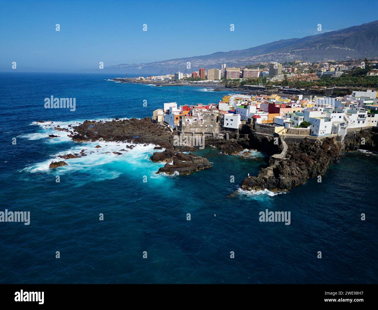 Aerial view of Punta Brava in Tenerife, Canary Island, Spain. Colorful ...