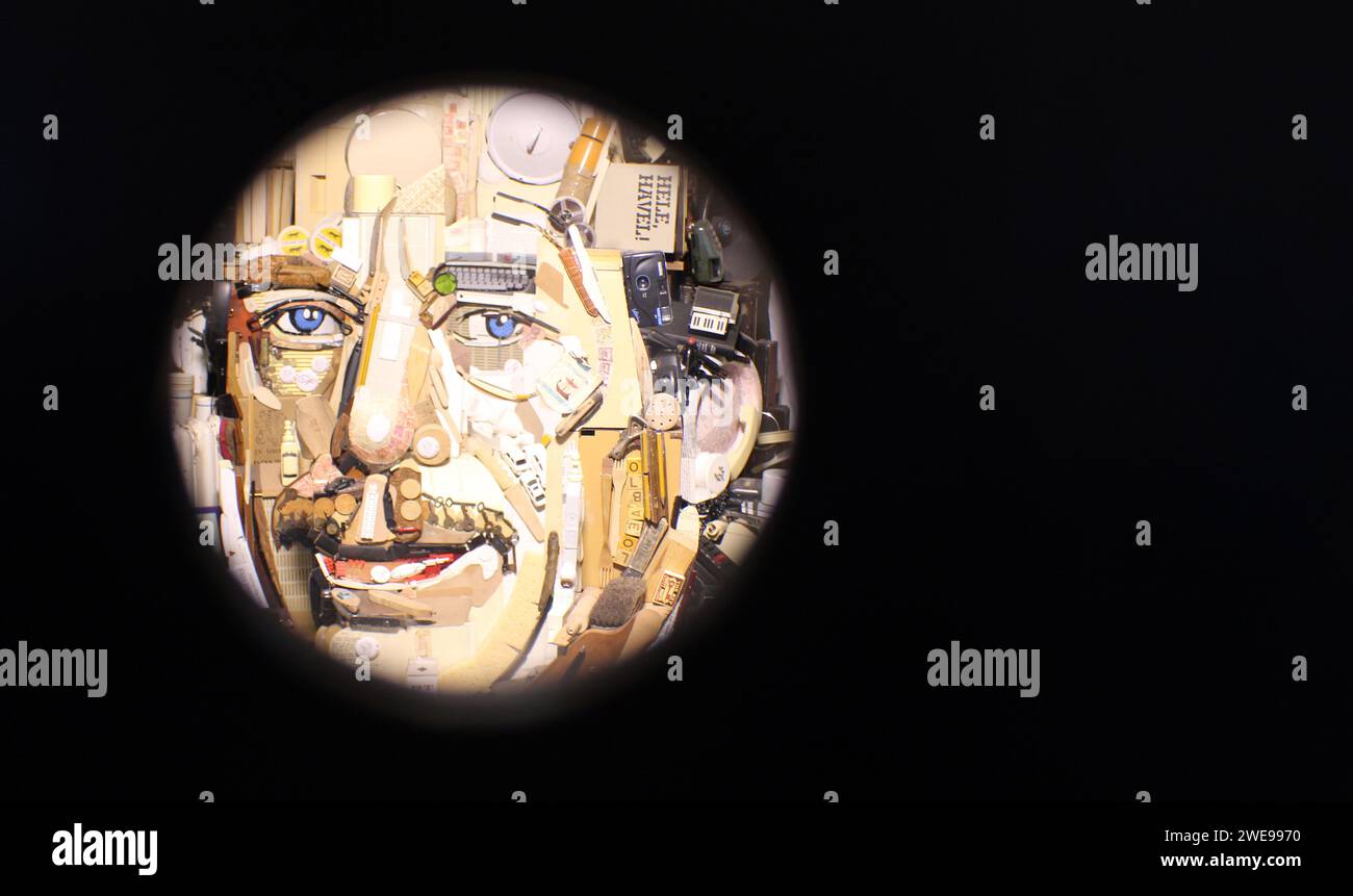 3D portrait composed of thousands of objects telling the life story of ...
