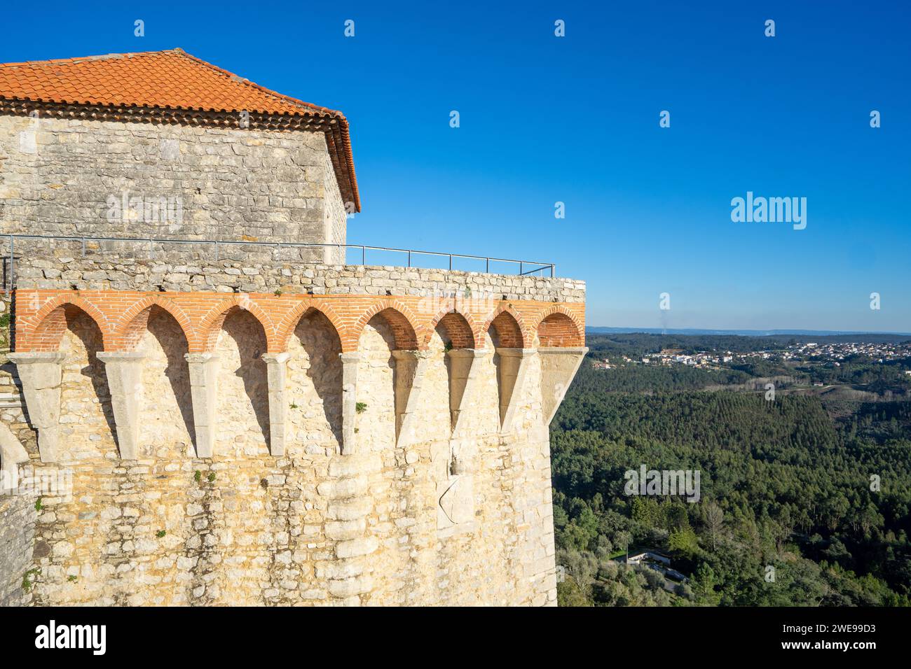 part of a tower of the mediaval castle in the village of Ourém. Fatima ...