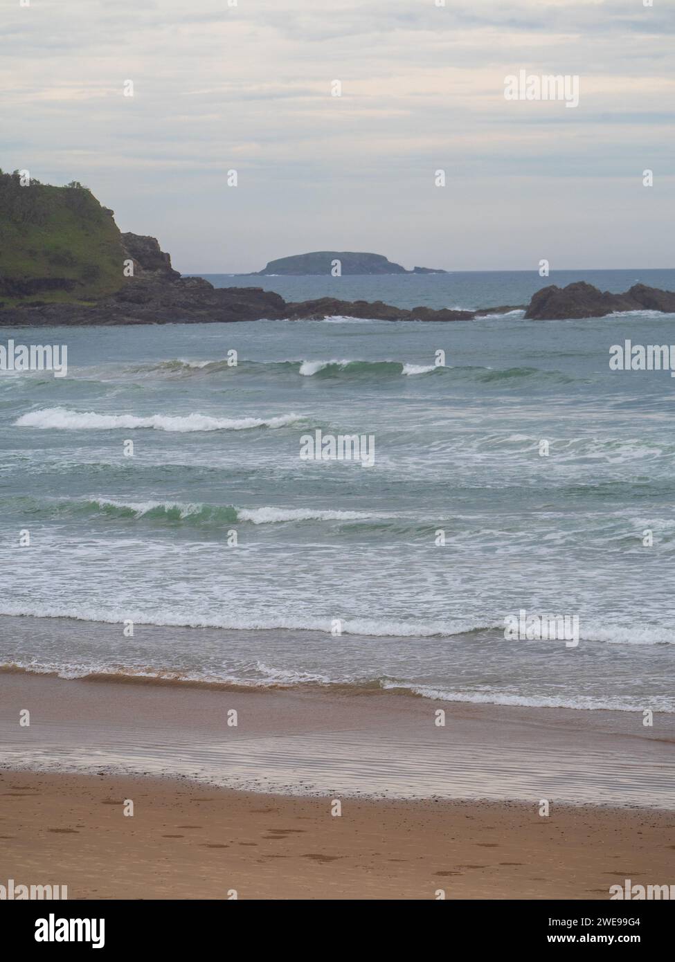 Land and sea, view from Diggers beach Korora, NSW Australia Stock Photo ...