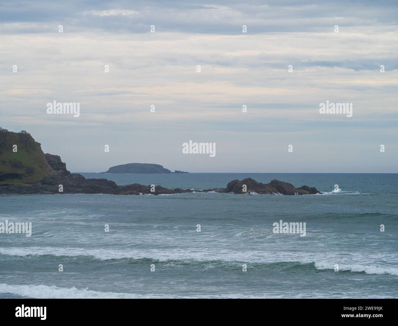 Land and sea, view from Diggers beach Korora, NSW Australia Stock Photo ...
