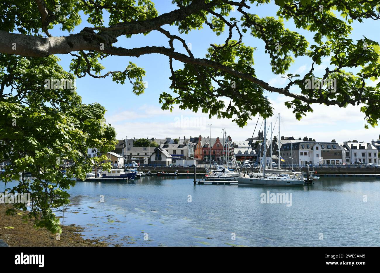 View of the harbour and town centre of Stornoway, Outer Hebrides ...