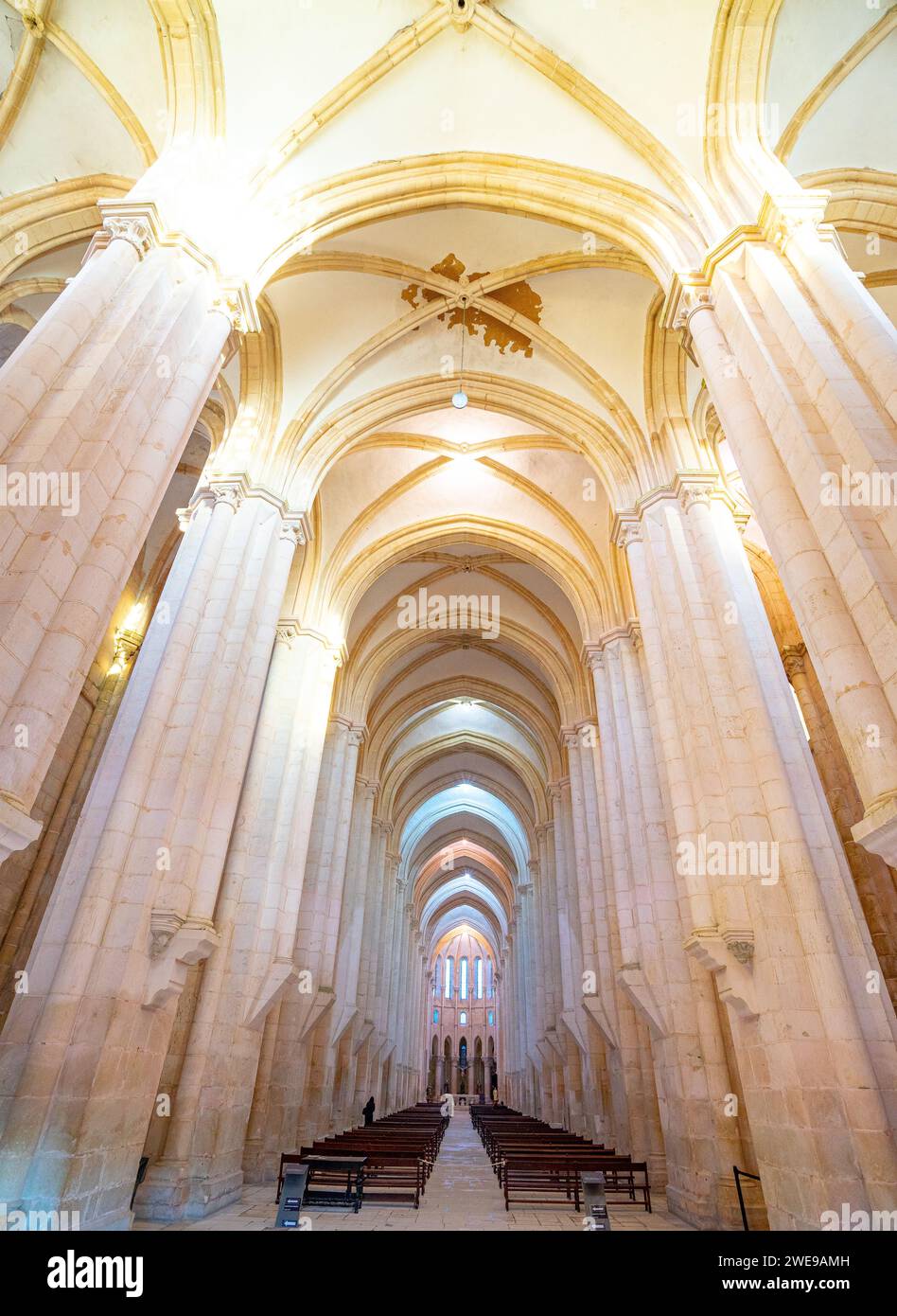 interior of the cloisters of the Batalha monastery seen from the altar ...