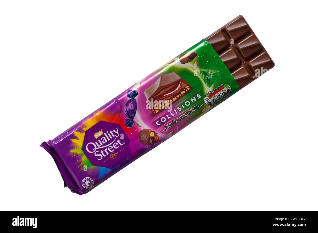 Bar of Quality Street Collisions chocolate bar isolated on white ...