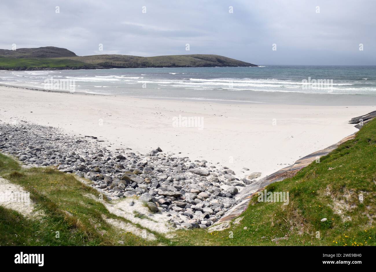 Beach and dunes on the isle of Vatersay, Outer Hebrides, Scotland Stock ...