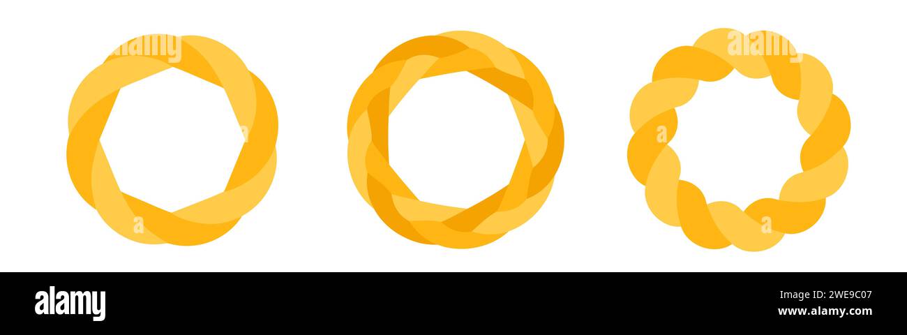 Braid circle golden 3d frame. Round braided ring. Twisted rope Stock ...