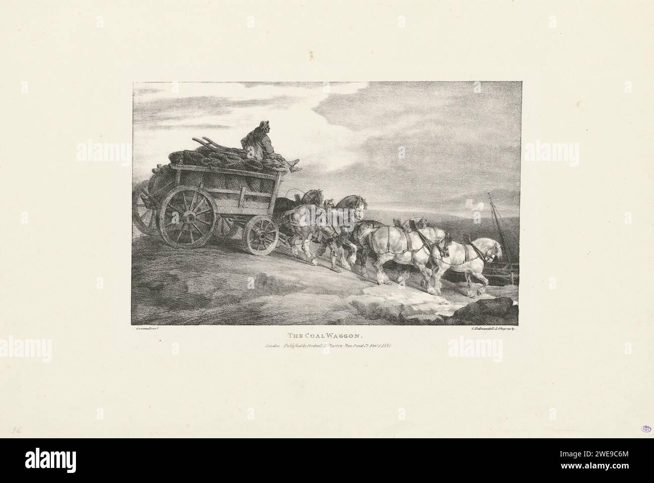 De Kolenwagen, Théodore Géricault, 1821 print A car fully loaded with ...