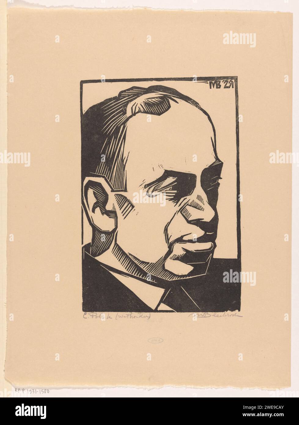 Portrait of Eliazer Polak, Meijer Bleekrode, 1929 print Portrait of the ...