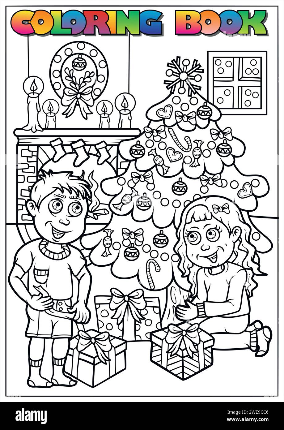 Gifts coloring page Cut Out Stock Images & Pictures - Alamy