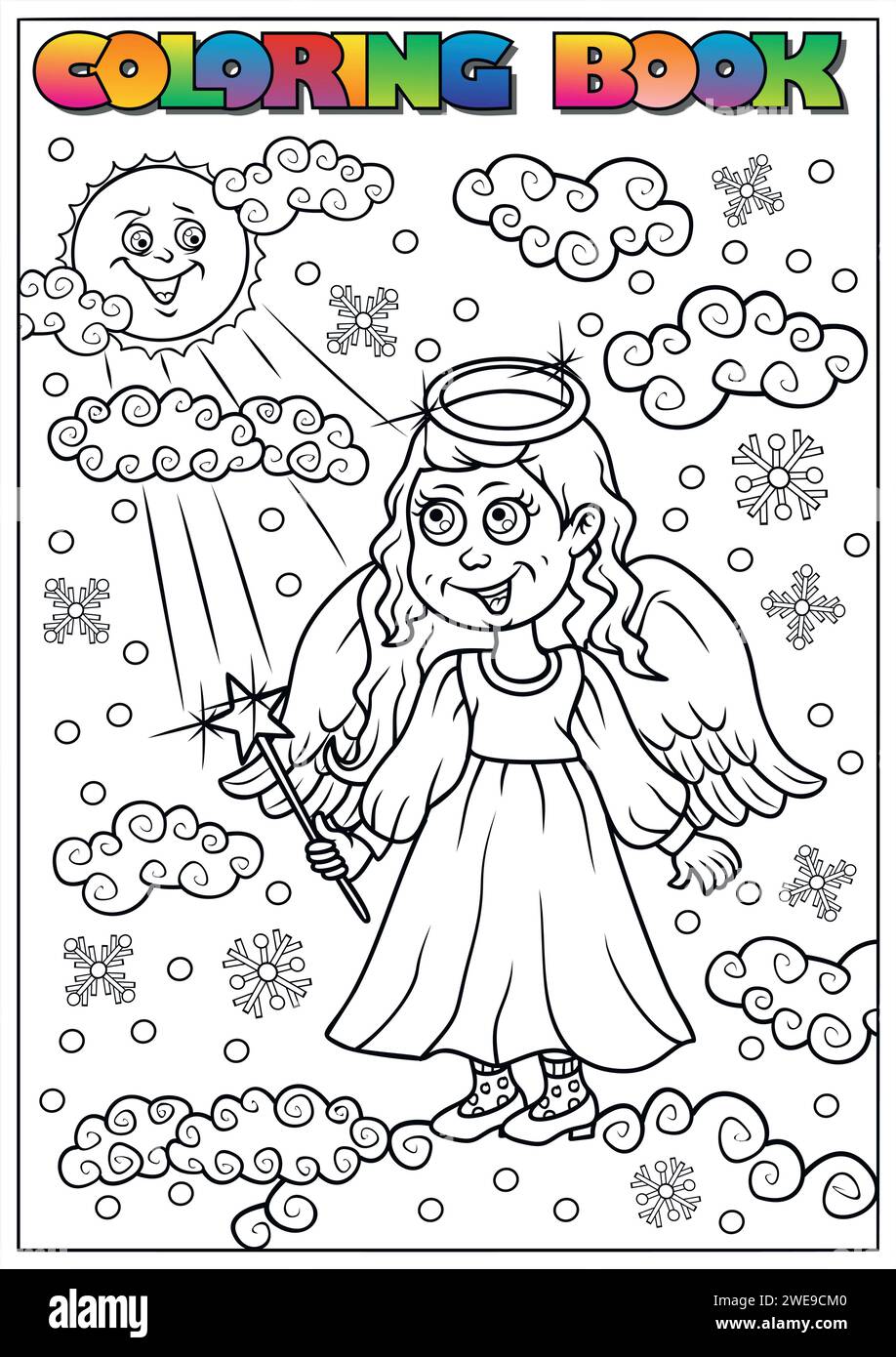 children's winter coloring book-angel Stock Vector Image & Art - Alamy